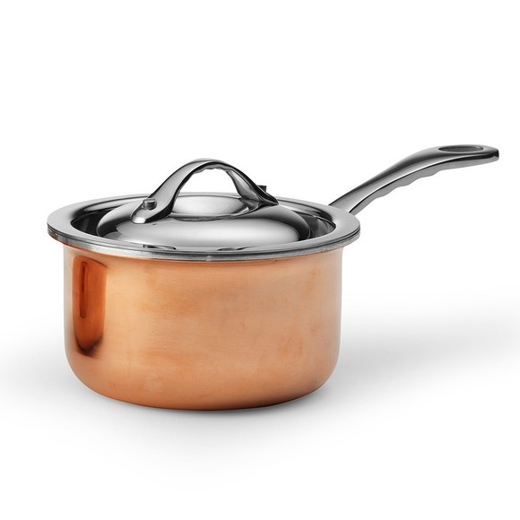 Kastrull mini koppar/aluminium/rostfri med lock Ø9cm 35cl Pa